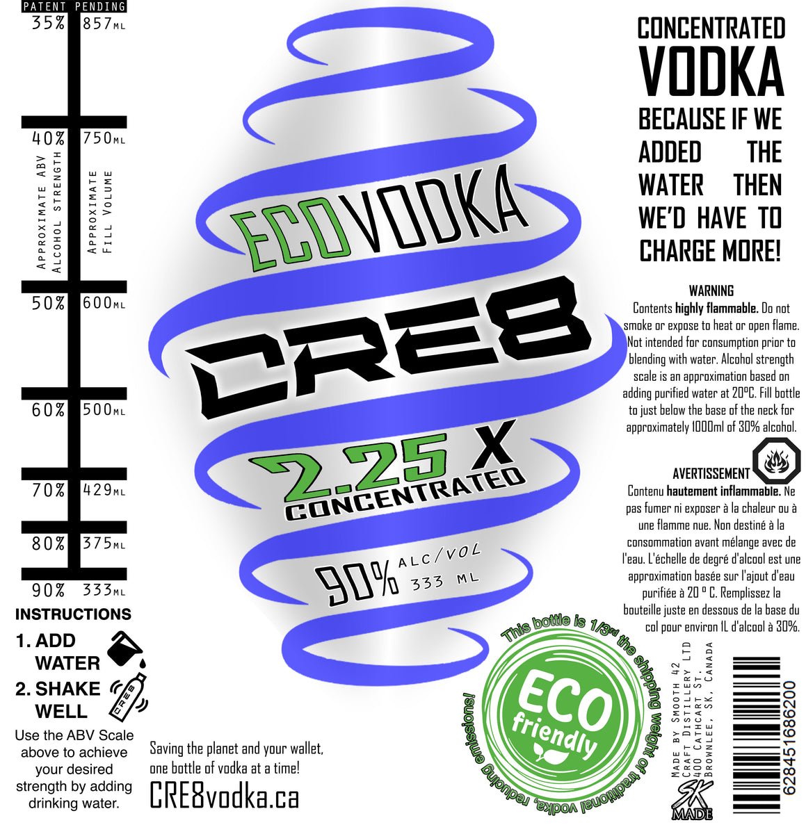 CRE8 Eco Vodka – Smooth 42 Craft Distillery
